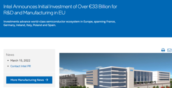 Germany has become the first station for Intel to build a factory in ...